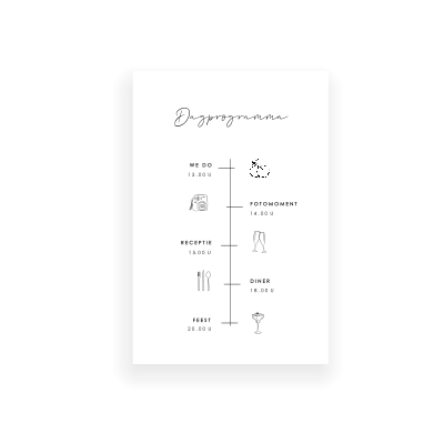 Dagprogramma met tijdlijn gedrukt op kalkpapier