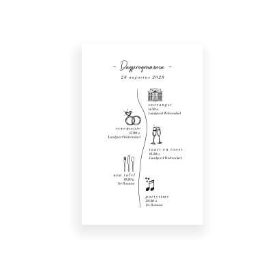 Dagprogramma kaart bruiloft met icoontjes