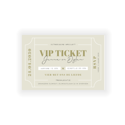 Uitnodiging bruiloft VIP ticket