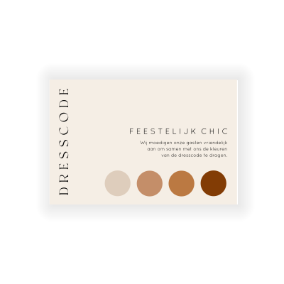Dresscode kaartje bruiloft in neutrale kleuren