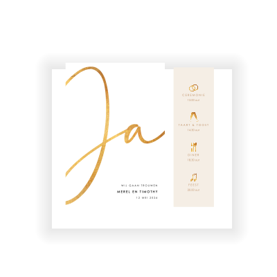 Minimalistische labelkaart bruiloft met programma label