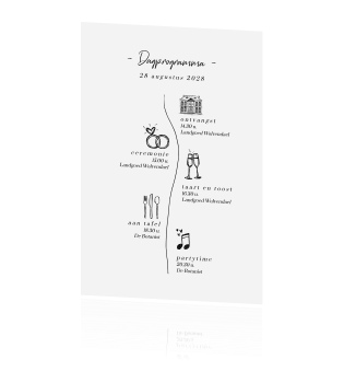 Dagprogramma kaart bruiloft met icoontjes