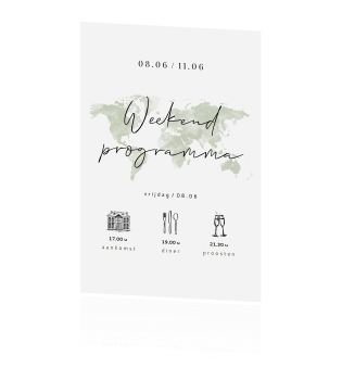 Programma kaartje voor een meerdaagse bruiloft in het buitenland