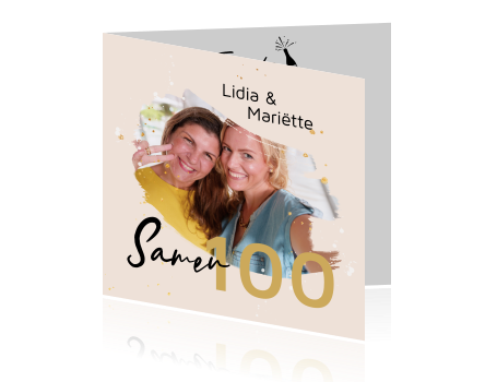 Samen 100 uitnodiging verjaardag met origineel fotokader